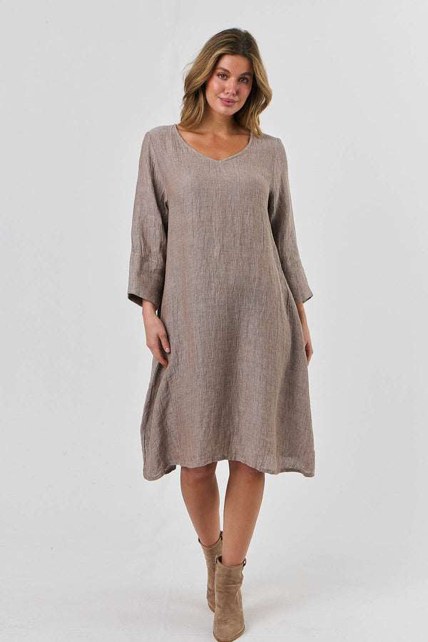 Linen Midi Dress - Truffle